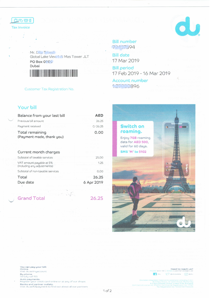 MyKYCBank : Sample Documents - Dubai