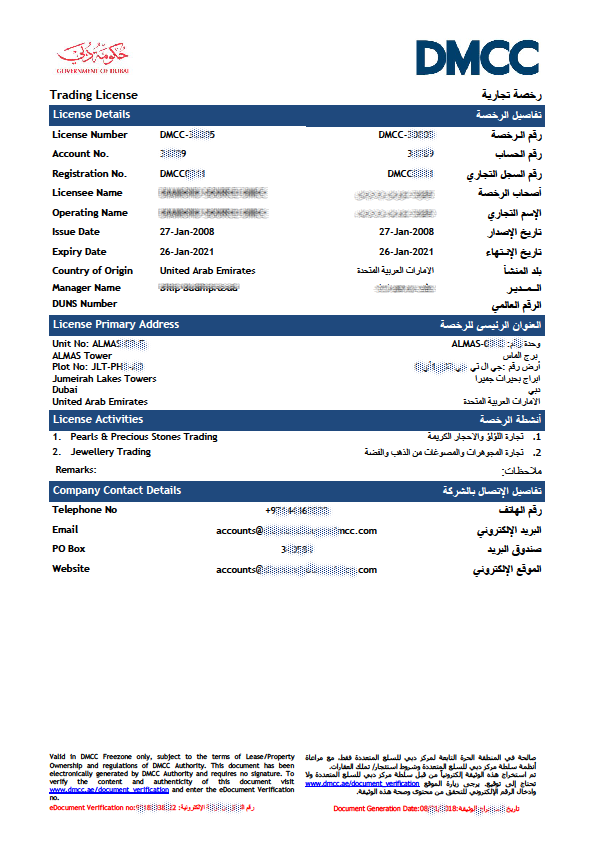 MyKYCBank : Sample Documents - Dubai